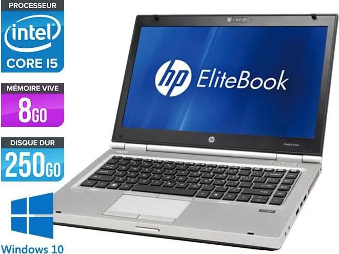 HP 8460P -Core i5 2,5Ghz 8Go 250Go -Windows 10 - PC Portable