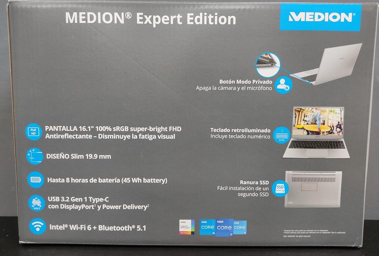 MEDION 14" Intel Celeron N4120 4 GB RAM 128 GB SSD - Ordenador Portátil